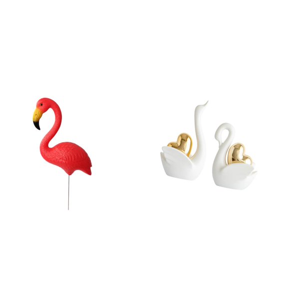 3 Pieces Flamingo Garden Stake Swan Statue Animal Sculpture Unique ...