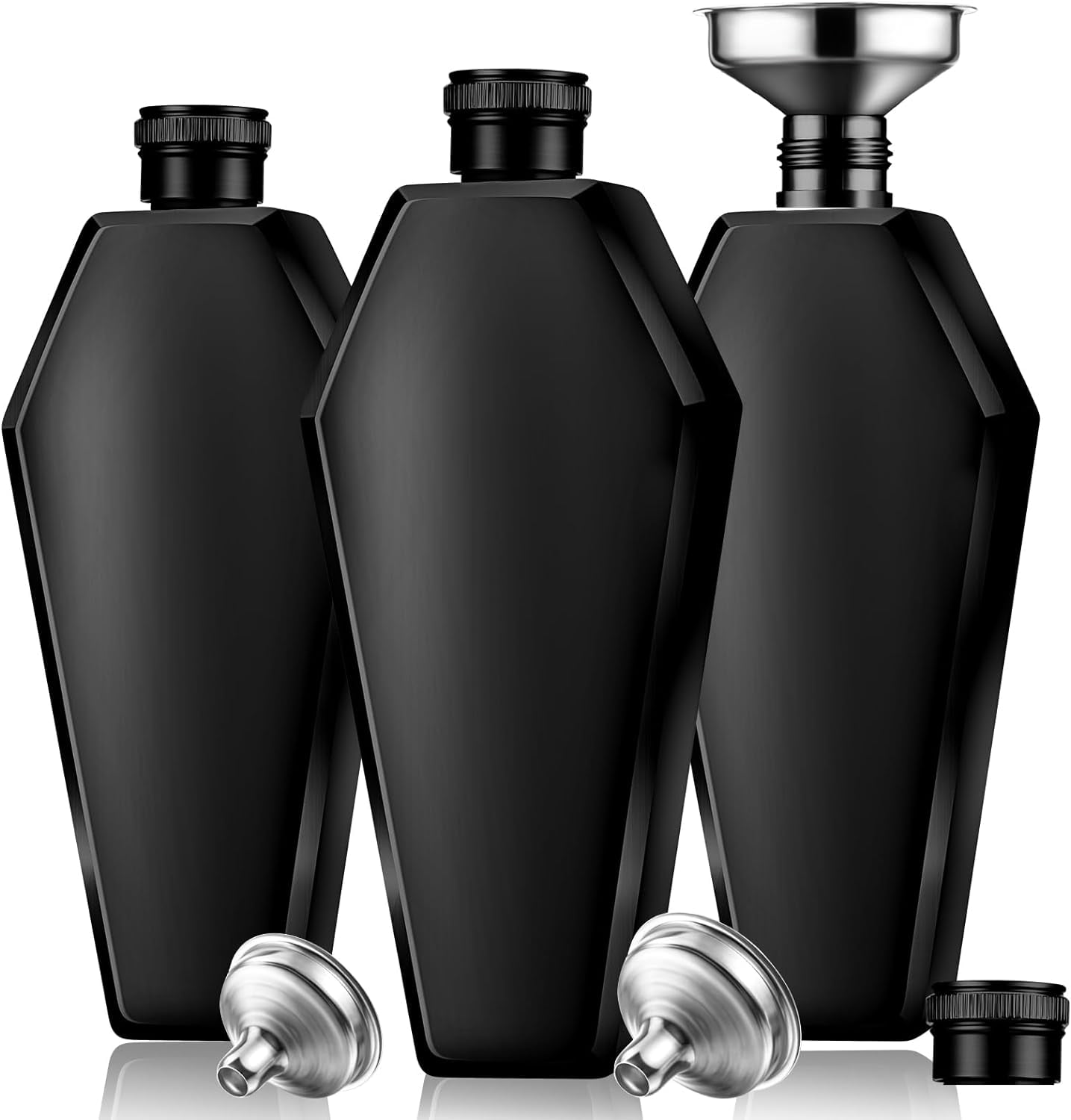 3 Pieces Flask Set 3.5 oz Coffin Flasks with Funnel 304 Stainless Steel ...