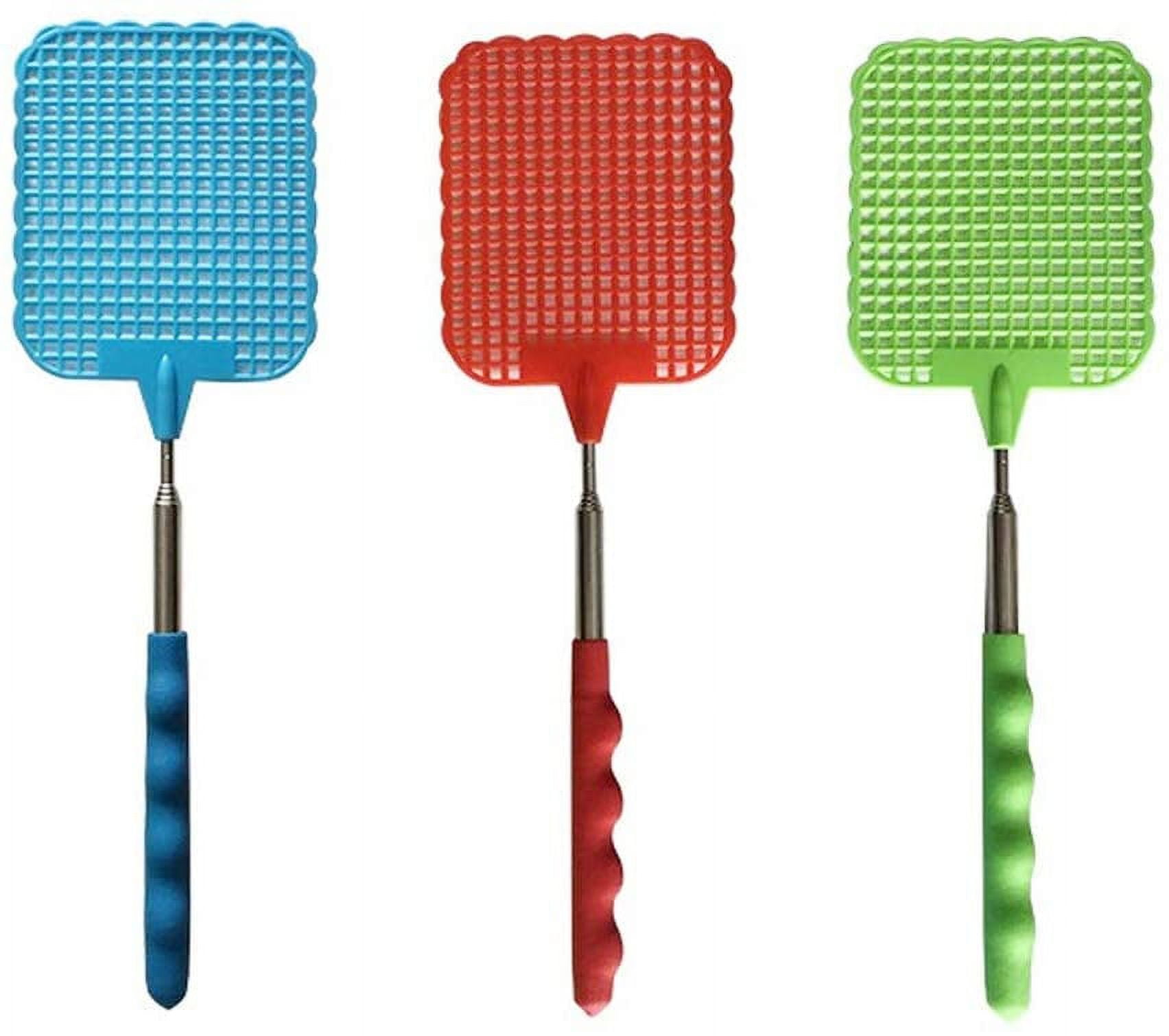 3 Pieces Fly Swatter Extendable Fly Swatter Telescopic Fly Swatter Manual Heavy Duty Plastic ...