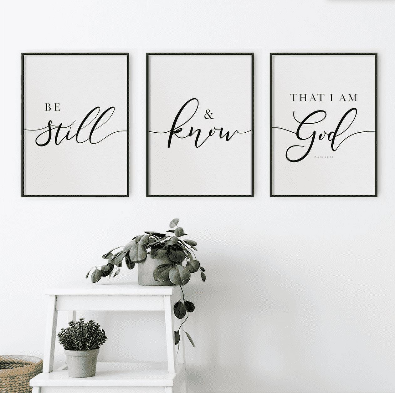 3 Pieces Framed Wall Art Be Still and Know that I am God Poster Prints Psalm 46 10 Bible Verse ...
