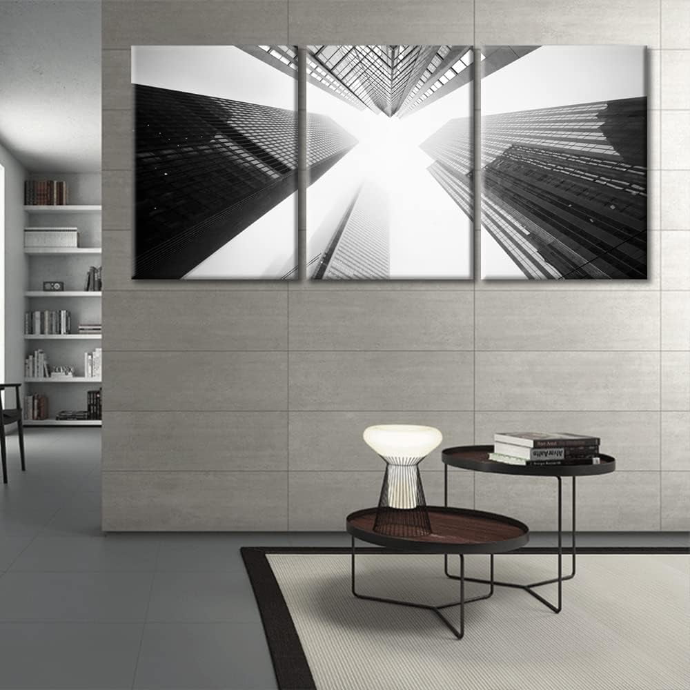 3 Pieces Framed Wall Art Railway Train Track Canvas Painting Black and ...