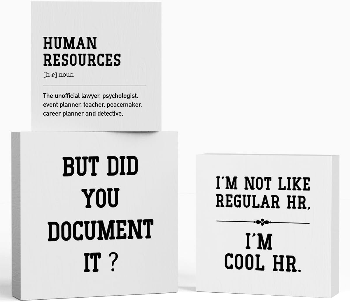 3 Pieces Funny Office Decor Office Supplies Wood Box Signs Blocks ...