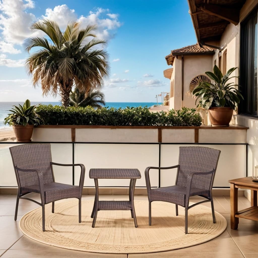 3 Pieces Furniture Outdoor Patio Conversation Bistro Set, Modern Bistro ...