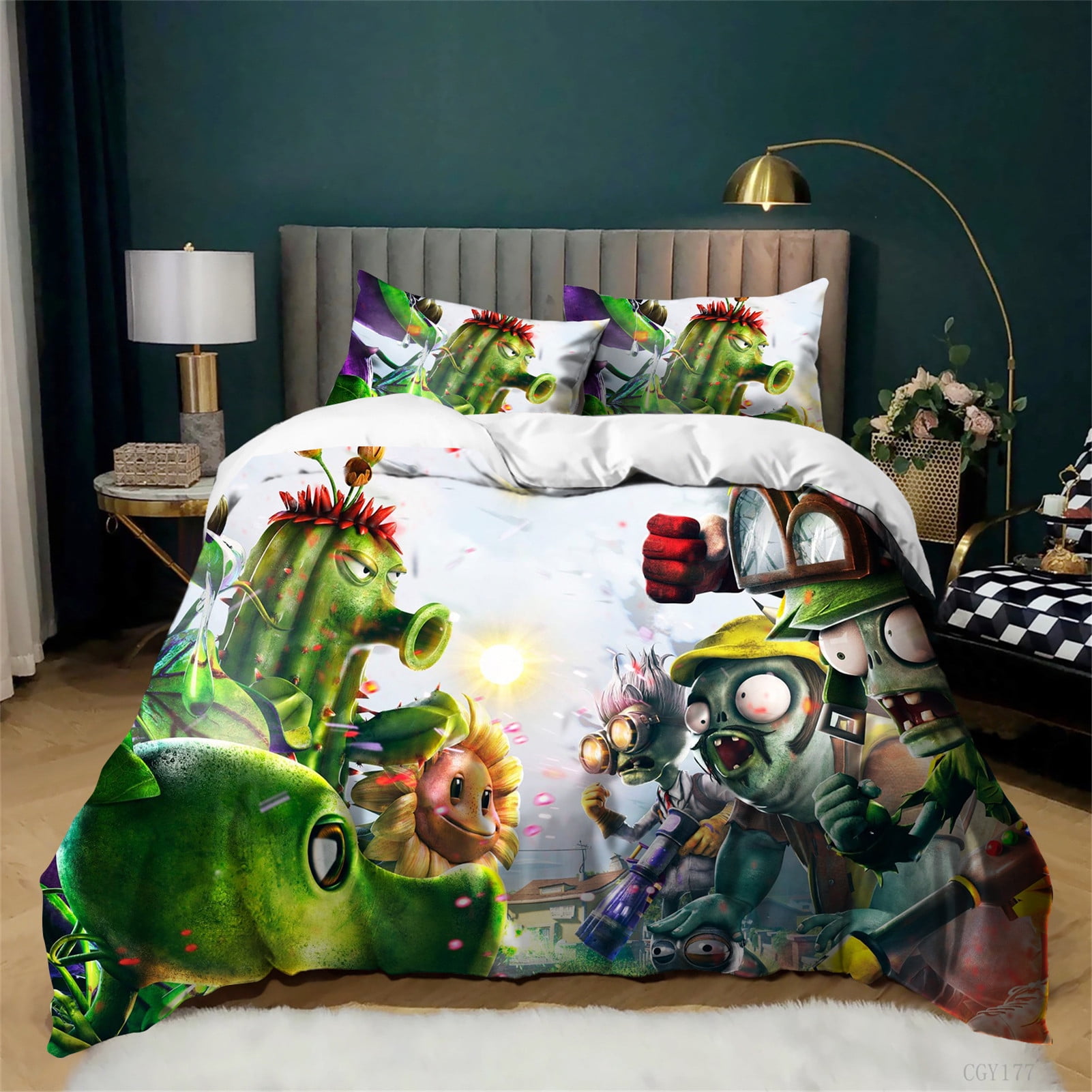 3 Pieces Game Plants vs. Zombies Duvet Cover Set Soft Bedding Set All ...