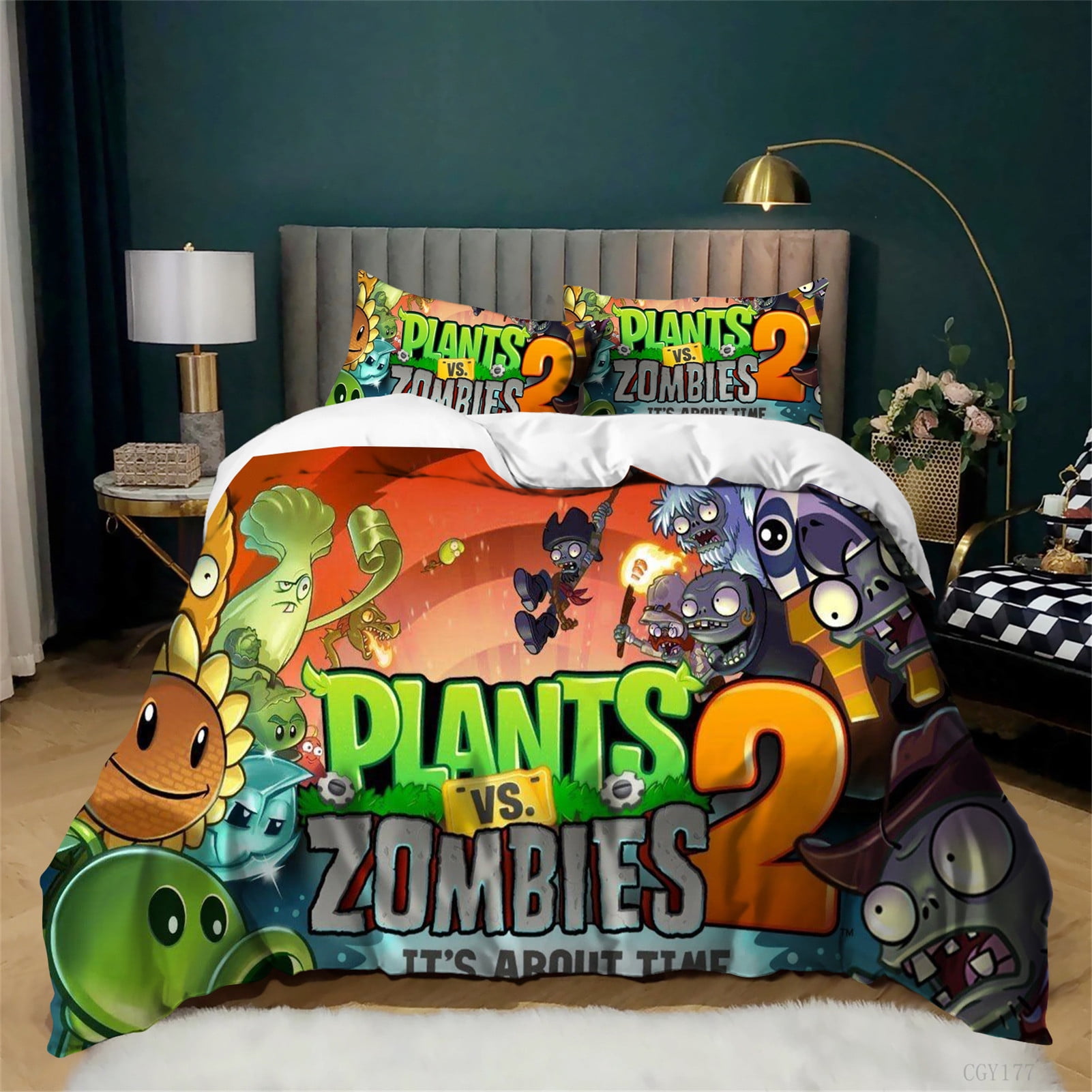 3 Pieces Game Plants vs. Zombies Duvet Cover Set Soft Bedding Set All ...