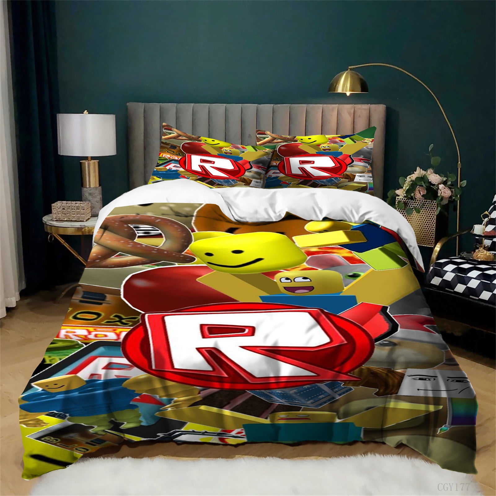 3 Pieces Game Roblox Bedding Set Lightweight Duvet Cover Set Bedroom ...