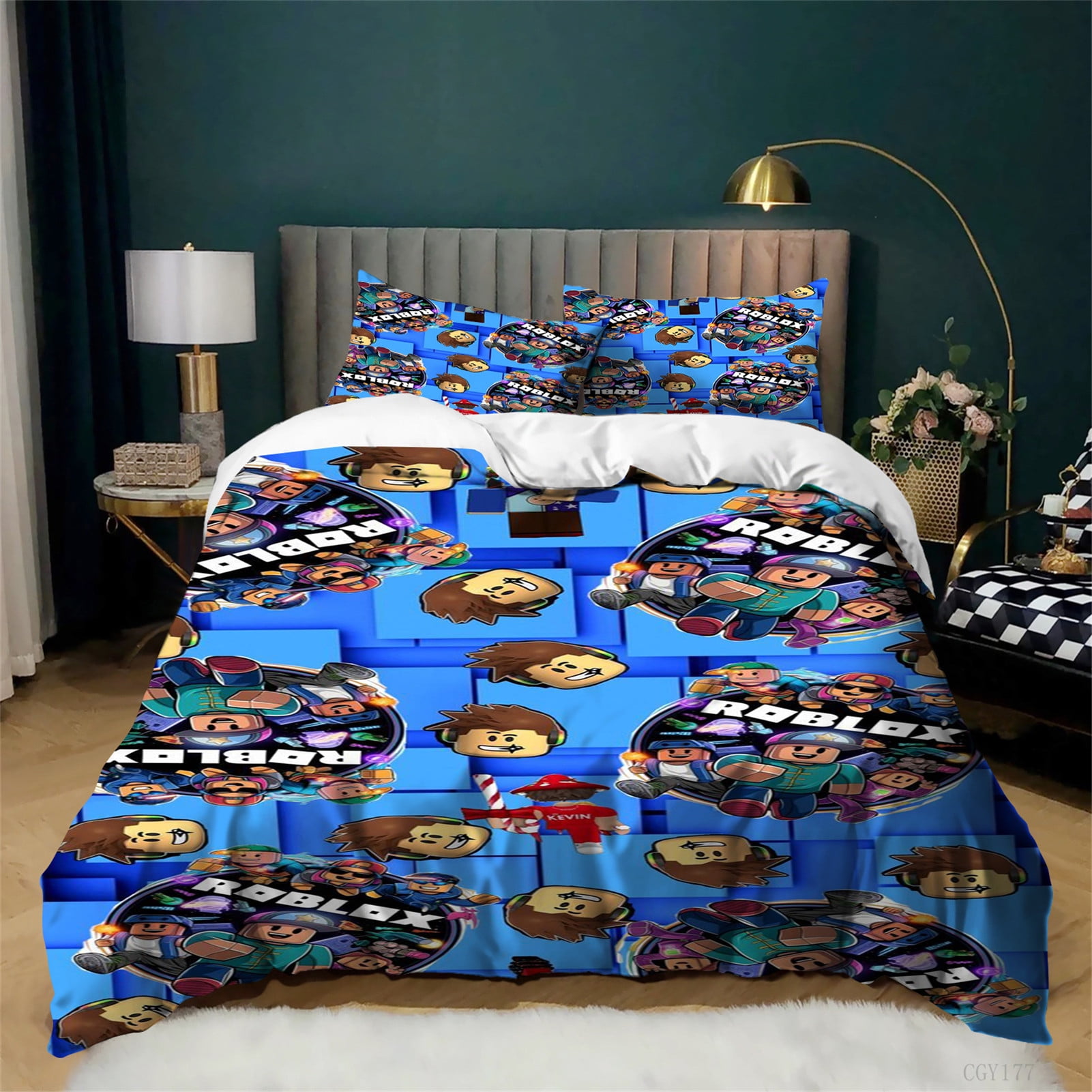 3 Pieces Game Roblox Bedding Set Lightweight Duvet Cover Set Bedroom ...