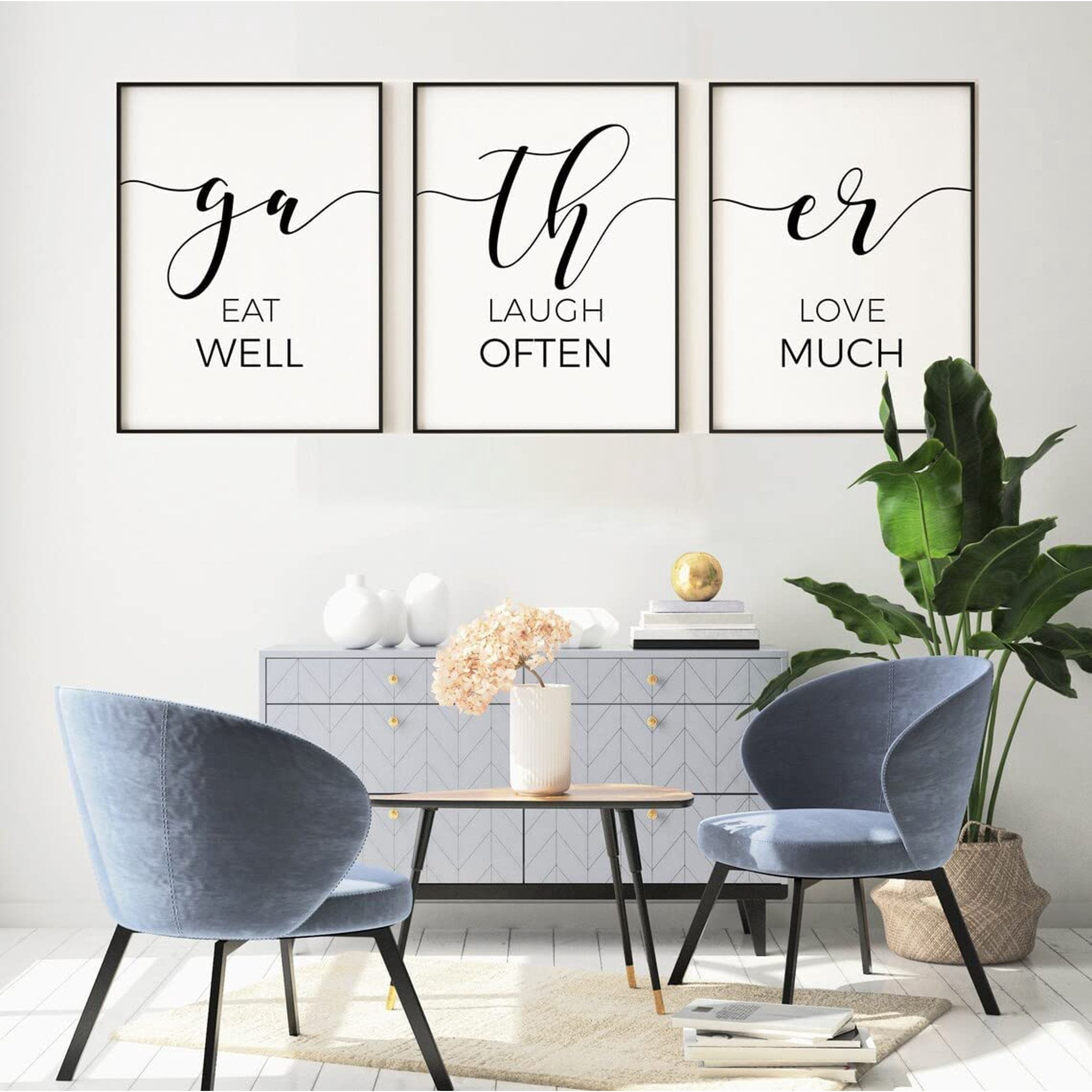 3 Pieces Gather Sign Wall Art Print Eat Well Laugh Often Love Much ...