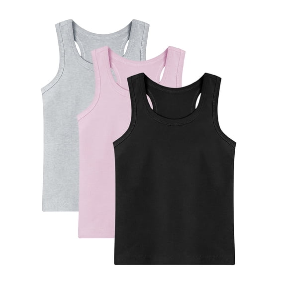 3 Pieces Girls Tank Tops Racerback Sleeveless Cotton Crop Tank Top ...