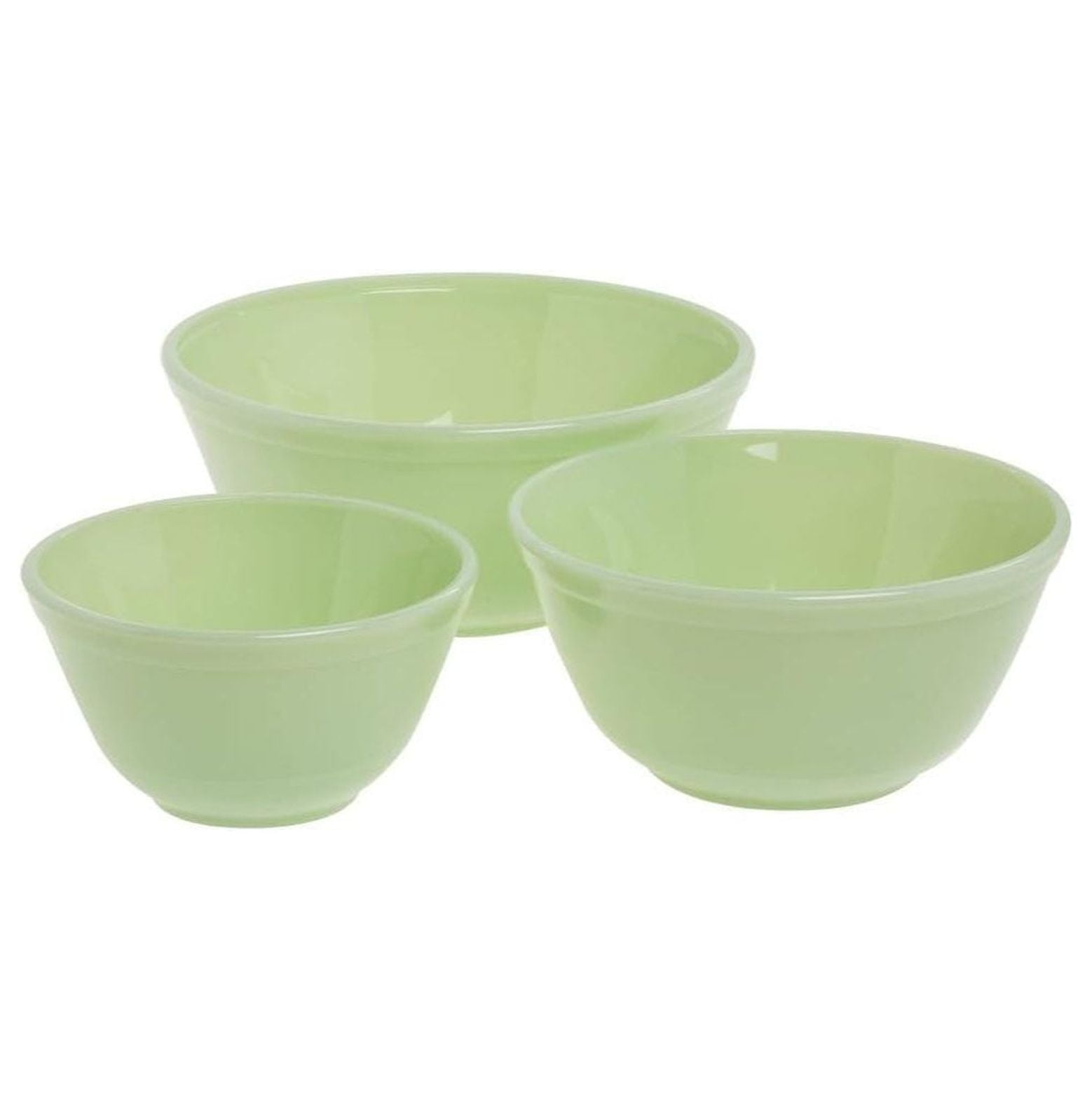 3 Pieces Glass Mixing Bowl Set - Jade (Green) Color - 20 oz, 40 oz, 65 ...