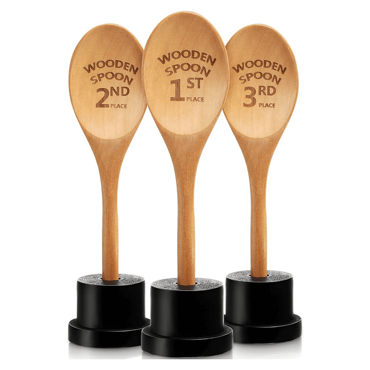 3 Pieces Golden Spoon Award Trophies Set Chili Cook Off Wood Spoon ...