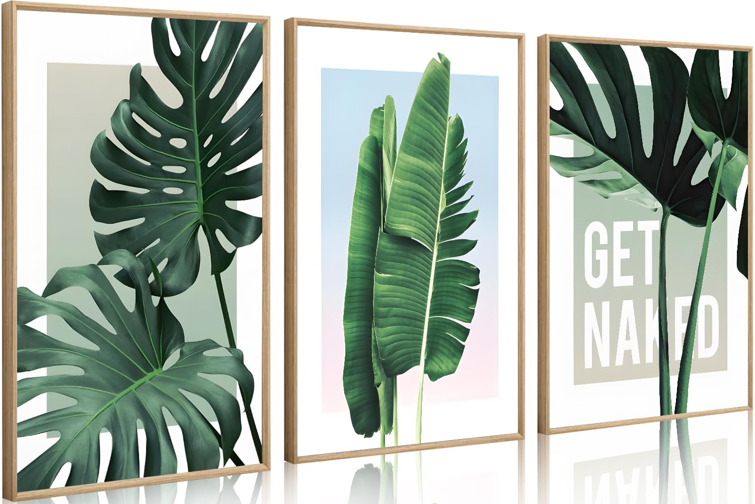 3 Pieces Green Wall Art Nature Tropical Greenery Leaf Canvas Wall Decor ...