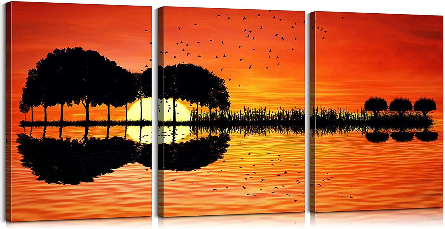 3 Pieces Guitar Art Wall Decor Guitar Tree Island Canvas Music Wall ...