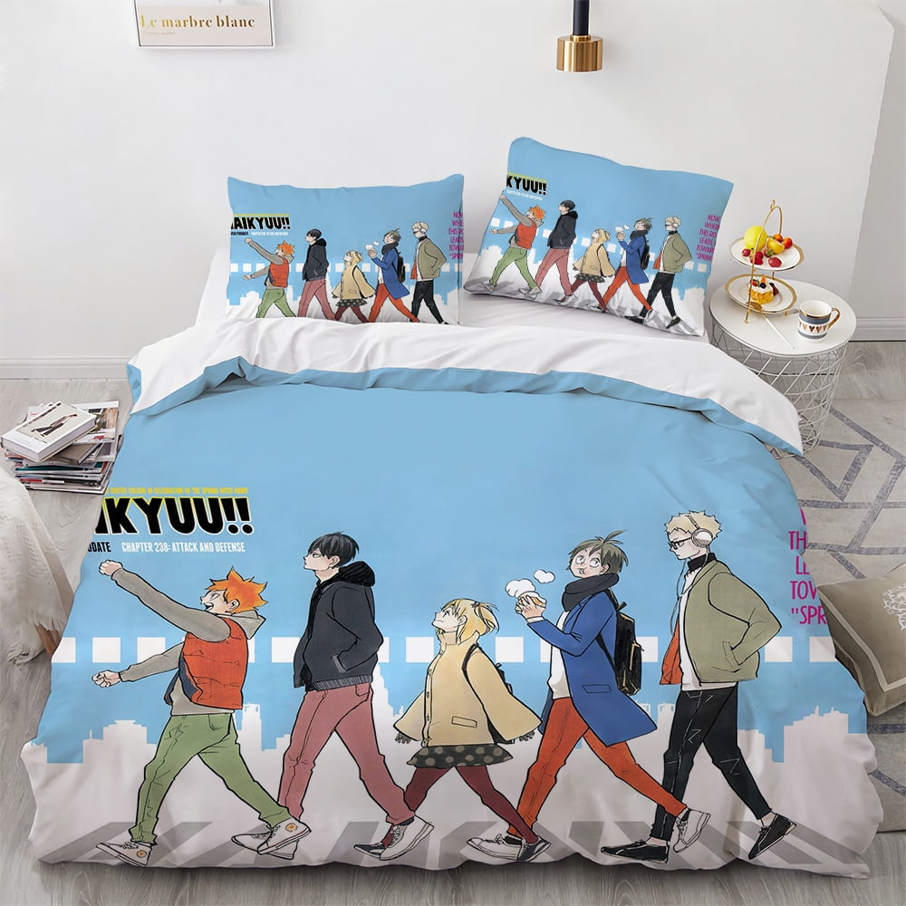 3 Pieces Haikyuu Comforter Bedding Set King Kawaii Cute Haikyuu Bedding ...