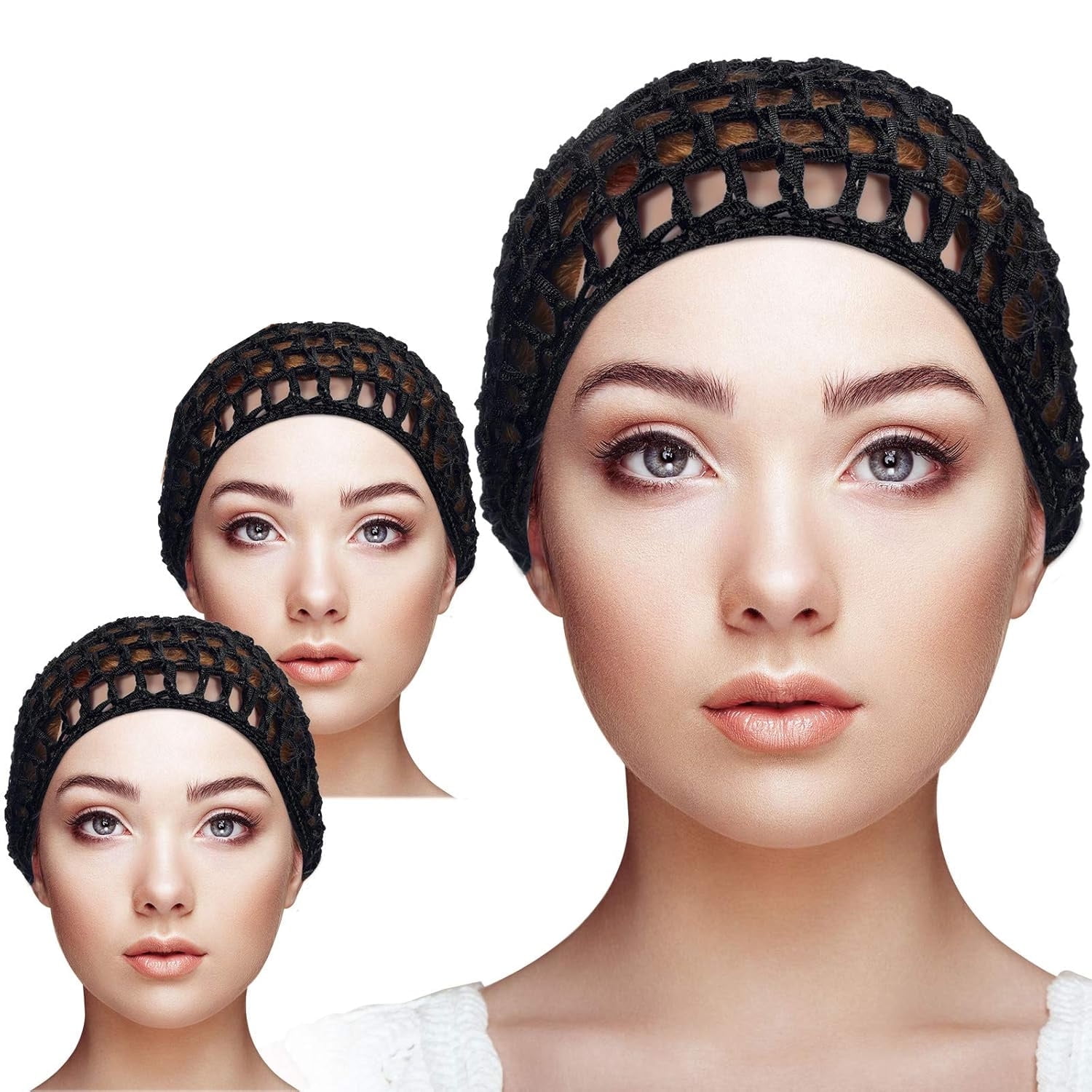 3 Pieces Hair Nets Cap,Hair Nets for Women,Black Sleeping Hairnet ...