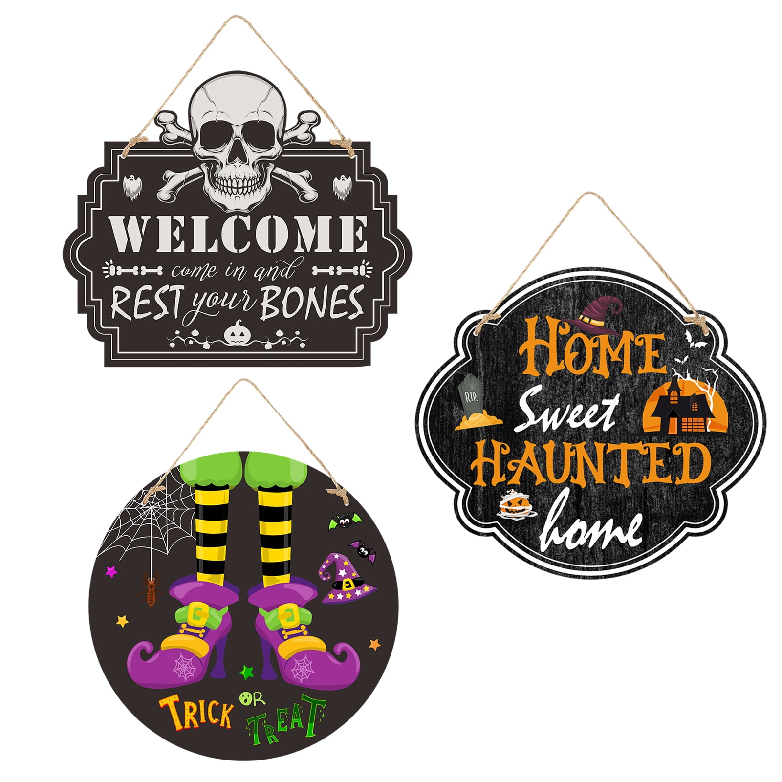 3 Pieces Halloween Beware Props Spooky Wooden Wall Signs Outdoor Decor ...