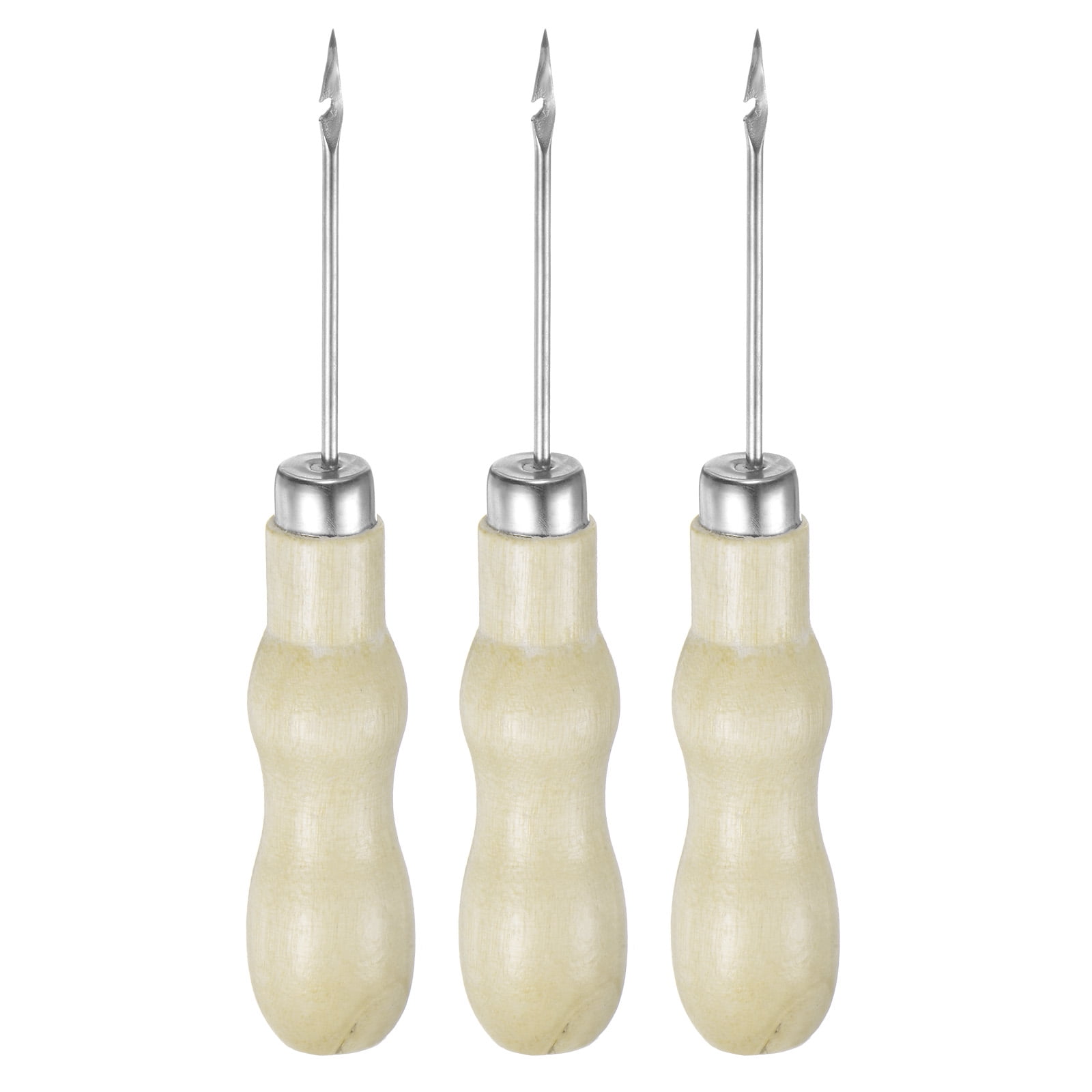 3 Pieces Handwork Sewing Awl Double Gourd Hook Head Leather Punch Hole ...