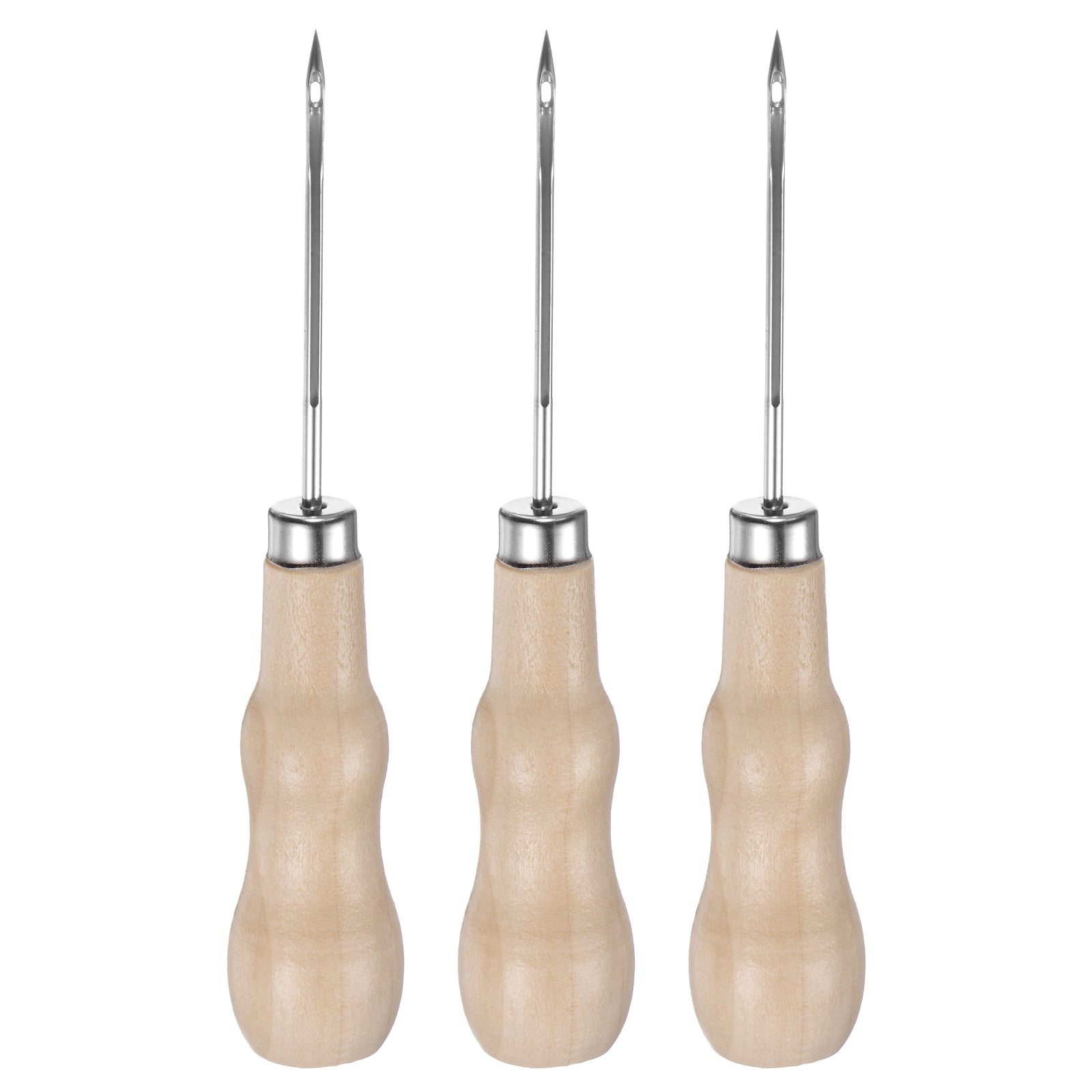 3 Pieces Handwork Sewing Awl Reed Wood Hollow Leather Punch Hole Set ...