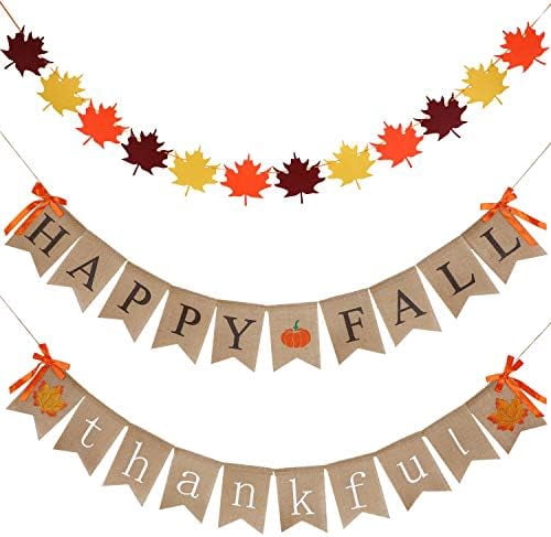 3 Pieces Happy Fall Banner Thanksgiving Banner Thankful Fall Felt ...