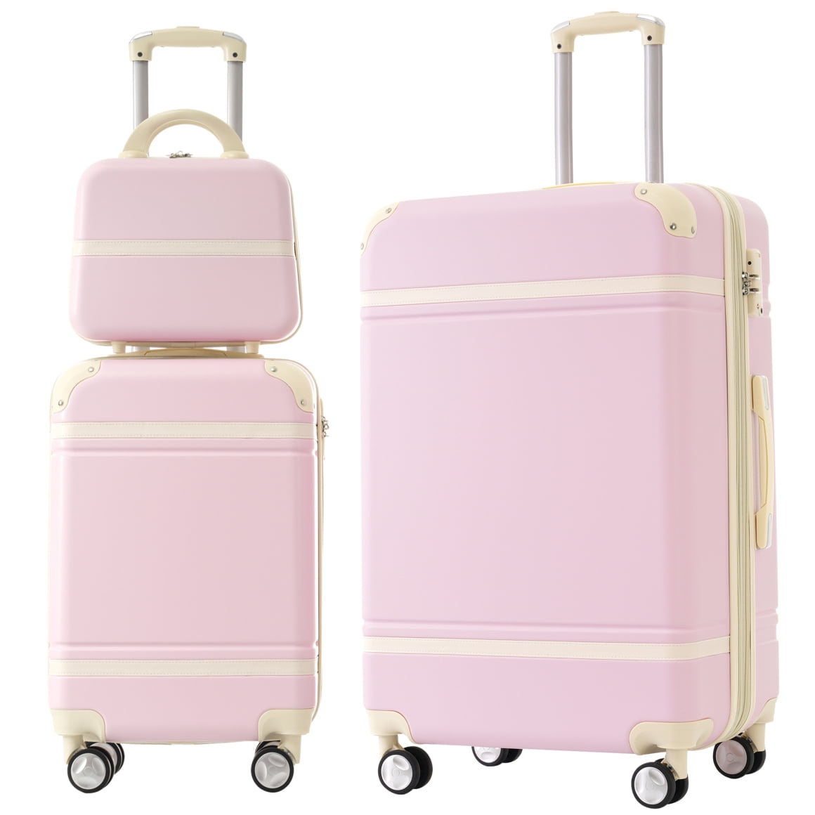 3 Pieces Hardshell Luggage Sets, 20"+28 Expandable Luggage Set with ...