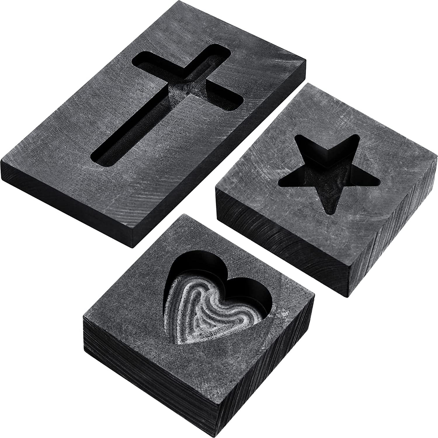 3 Pieces Heart Star Cross Graphite Casting Ingot Mold Metal Refining ...