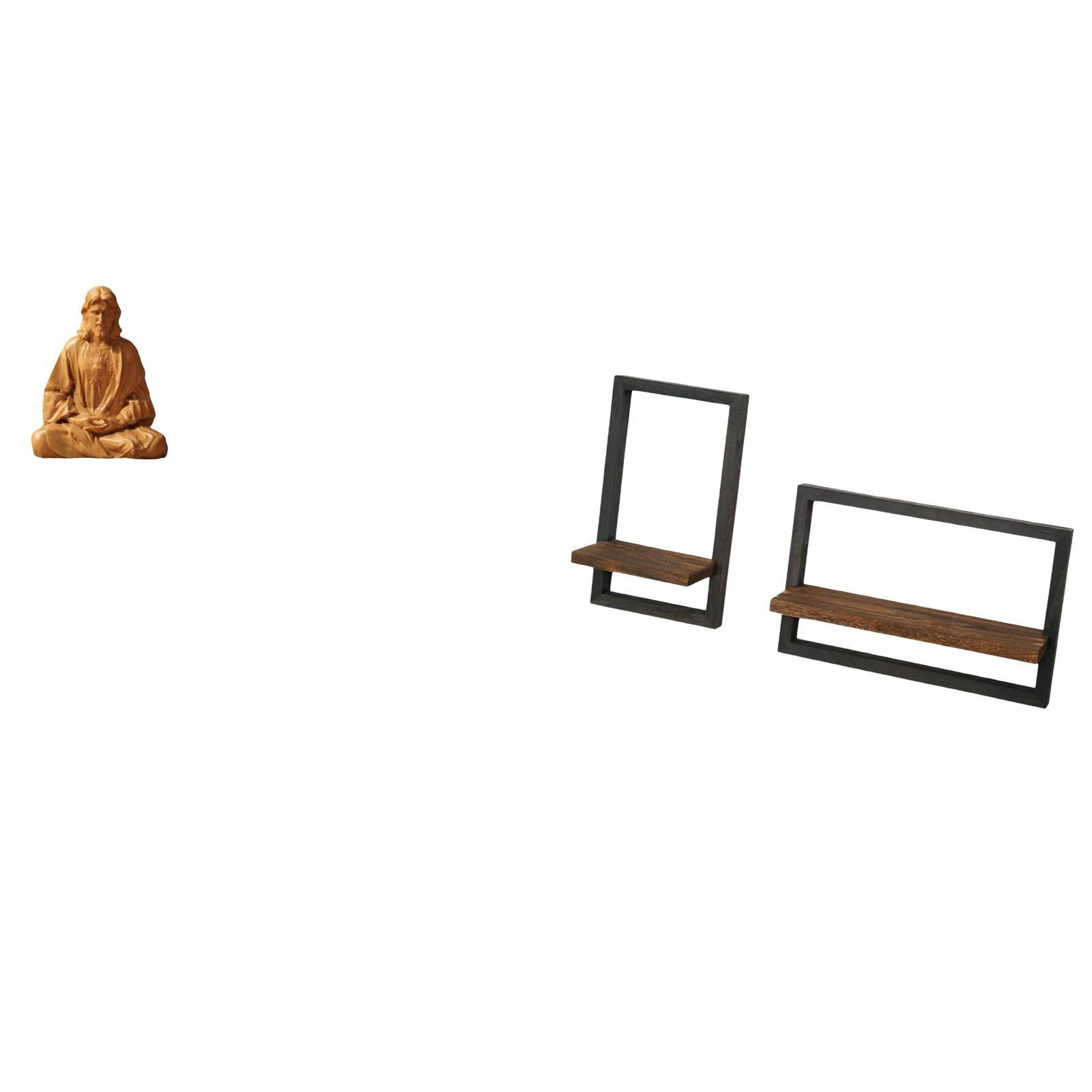 3 Pieces Heart of Jesus Statue Wooden Wall Shelves Display Set Resin ...