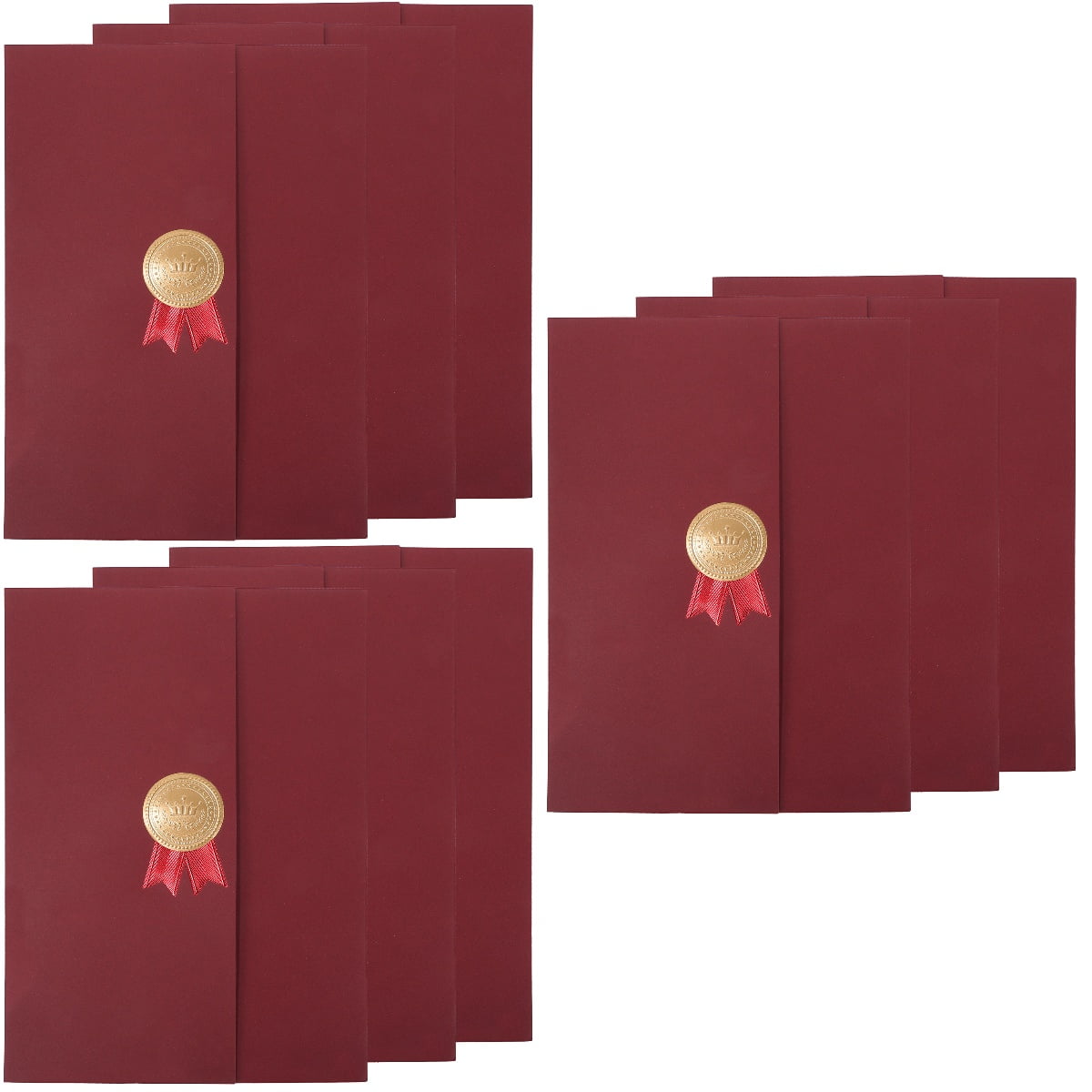 Dark Red Three-Fold Certificate Holder with Gold Foil, 3pcs, 12.12 x 8. ...