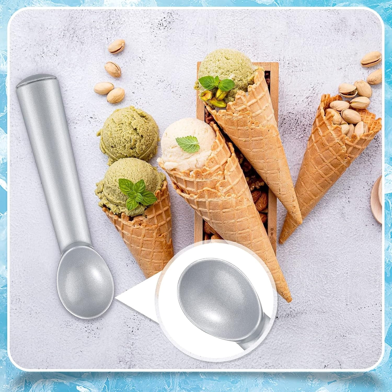 3 Pieces Ice Cream Scoop 7 Inches Nonstick Anti Freeze Ice Cream ...