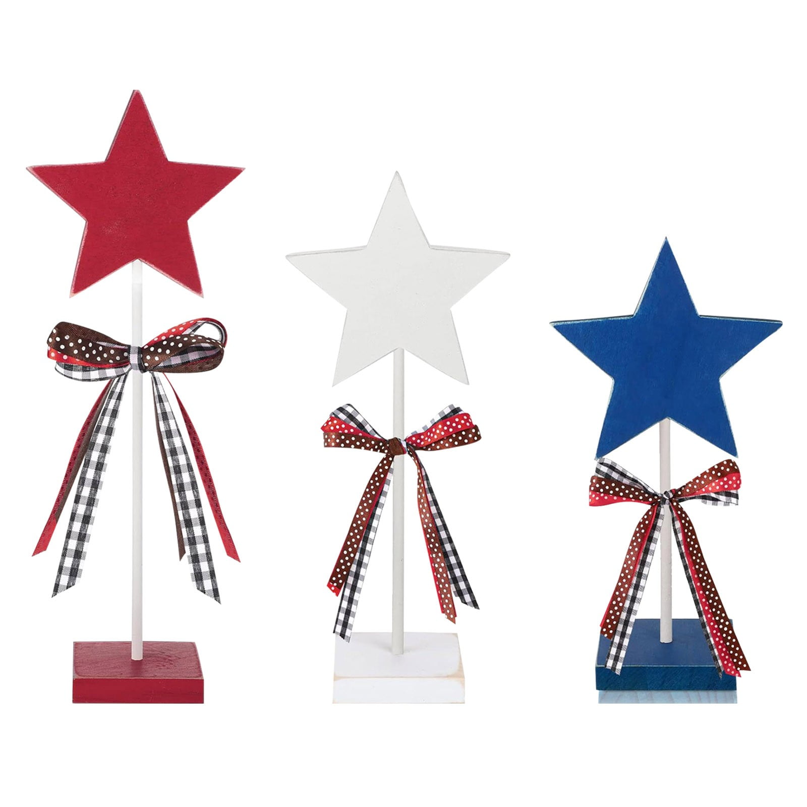 3 Pieces Independence Day Table Decorations Wood Star Set, Patriotic ...