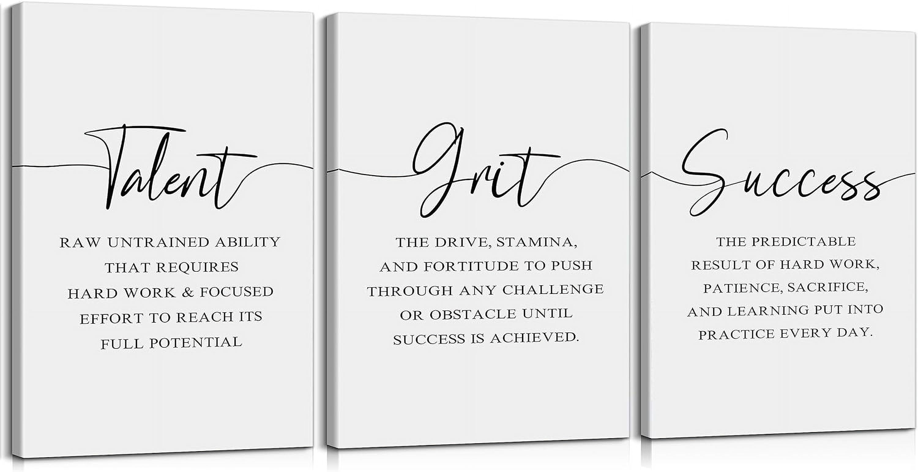 3 Pieces Inspirational Wall Decor Motivational Wall Art Success Grit ...