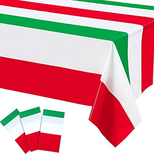 3 Pieces Italian Flag Rectangular Tablecloth Decorations Plastic Red ...