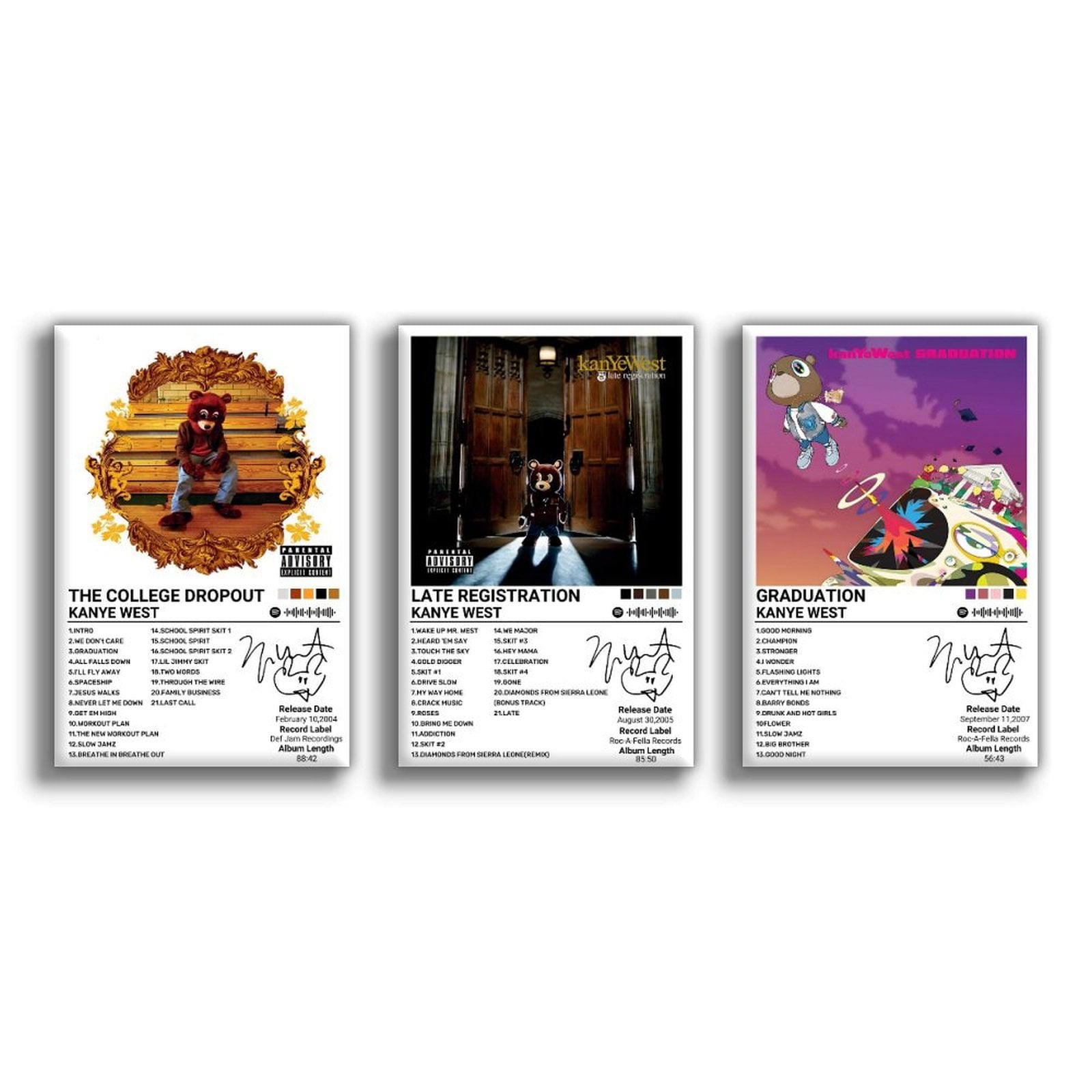 3 Pieces Kanye Posters - Canvas Prints - West Album Posters for Living ...