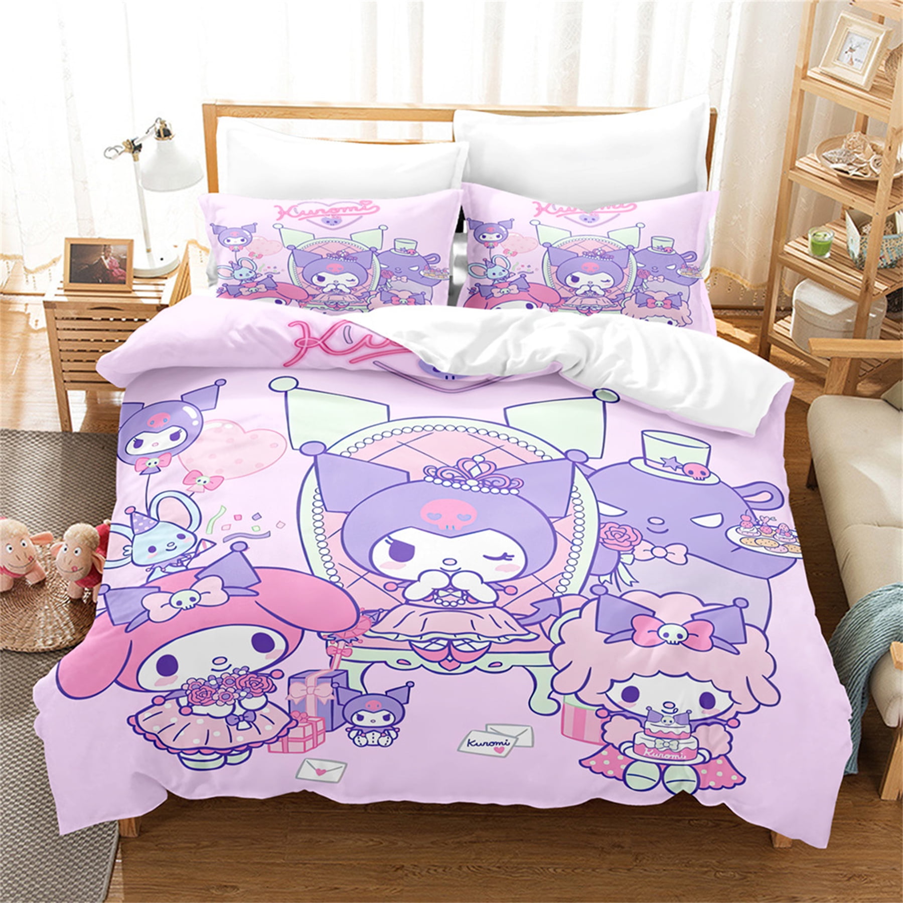 3 Pieces Kawaii Bedding Set Cartoon Duvet Cover Set Soft Breathable 1 ...