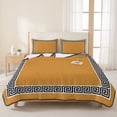 3 Pieces King Quilt Set,Modern Greek Geometric Art on Orange Soft ...