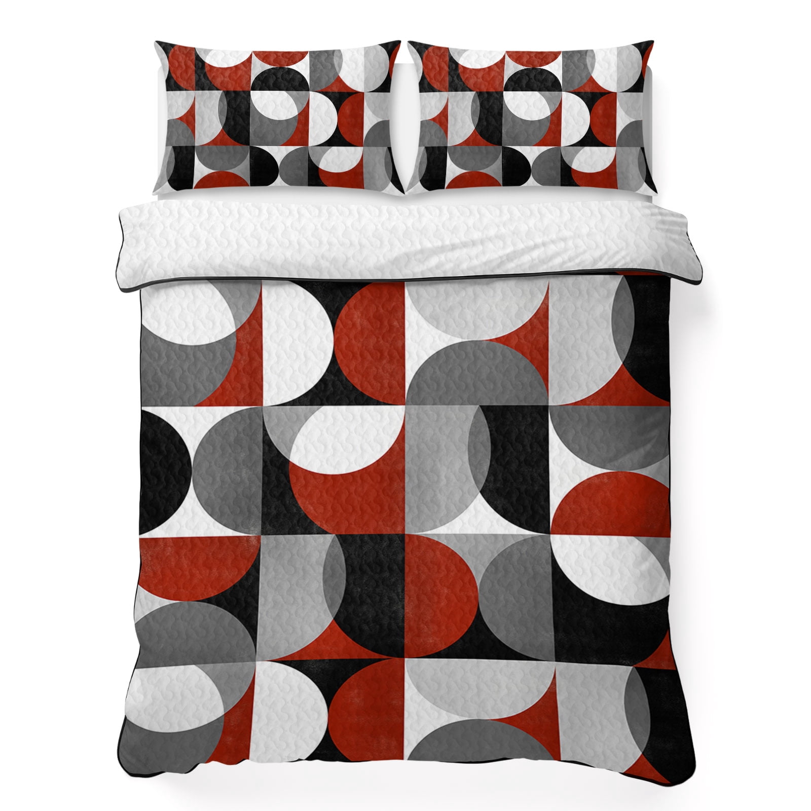 3 Pieces King Quilt Set,Modern Medieval Abstract Geometric Art Soft ...
