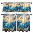 3 Pieces Kitchen Curtain Valance and Tiers Set, Blue Ocean Turtle ...