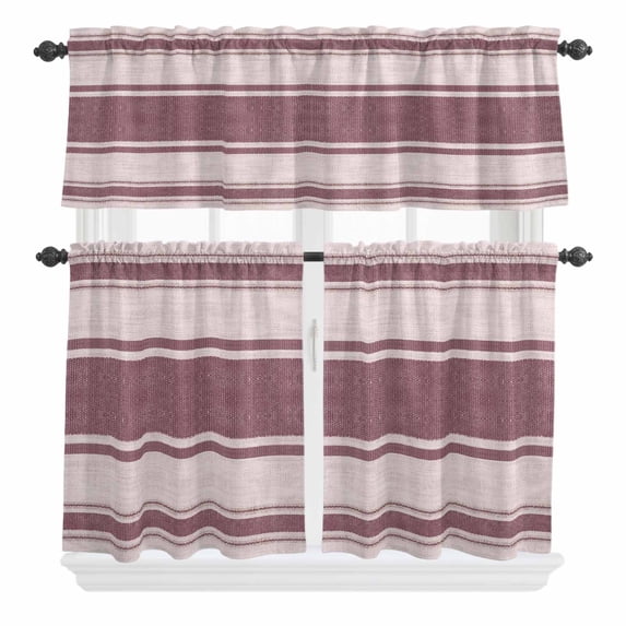3 Pieces Kitchen Curtains and Valances Set Tier Curtains Pink Linen ...