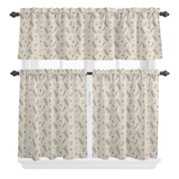 3 Pieces Kitchen Curtains and Valances Set Tier Curtains Wheat Ear ...