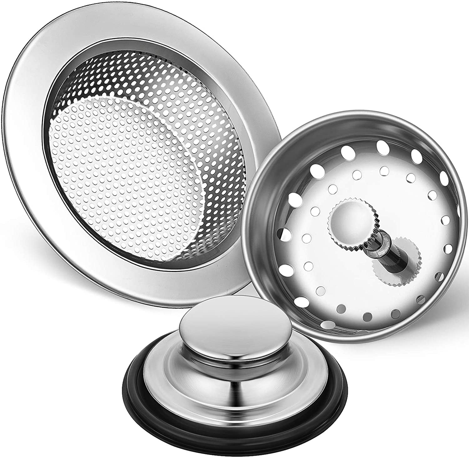 3 Pieces Kitchen Sink Stopper Strainer Garbage Disposal Plug, Stainless ...