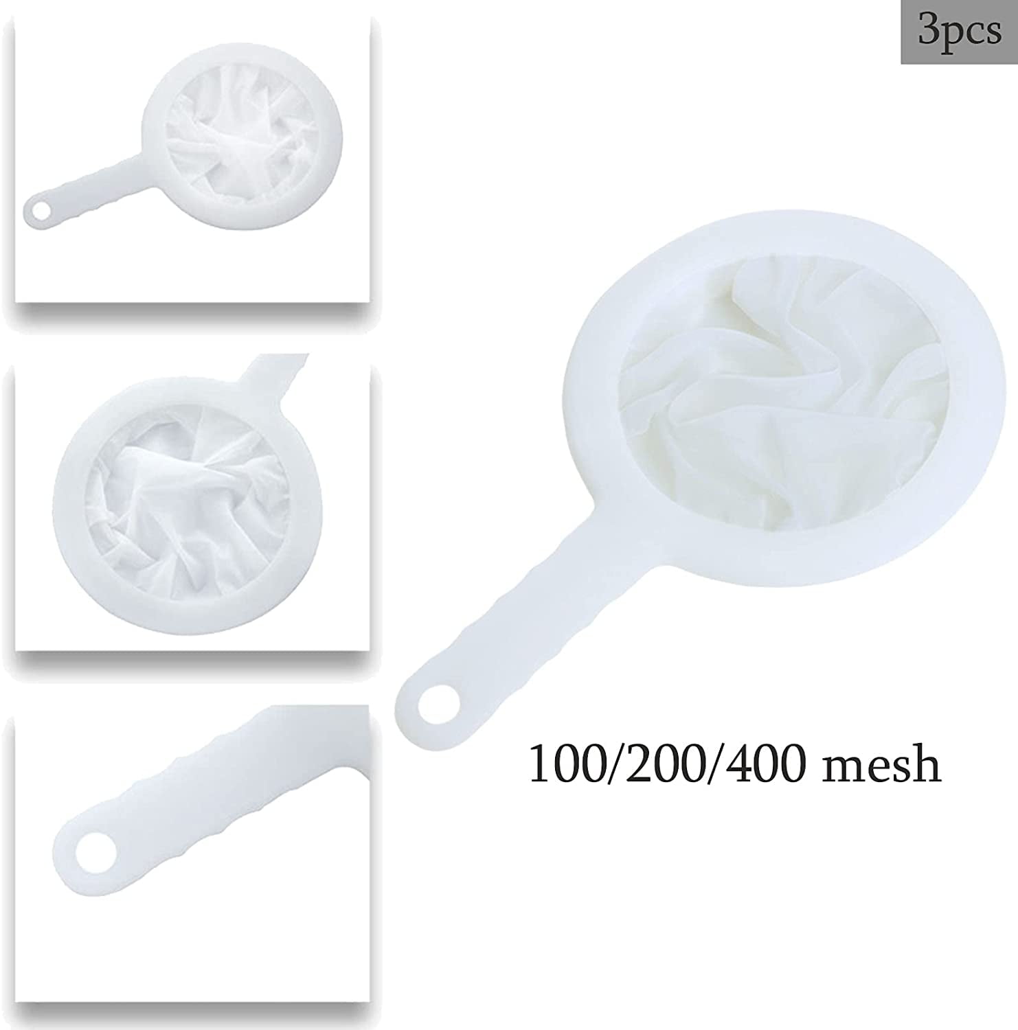 3 Pieces Kitchen Ultra Fine Mesh Filter Juice Sieve 100/200/400 Mesh ...