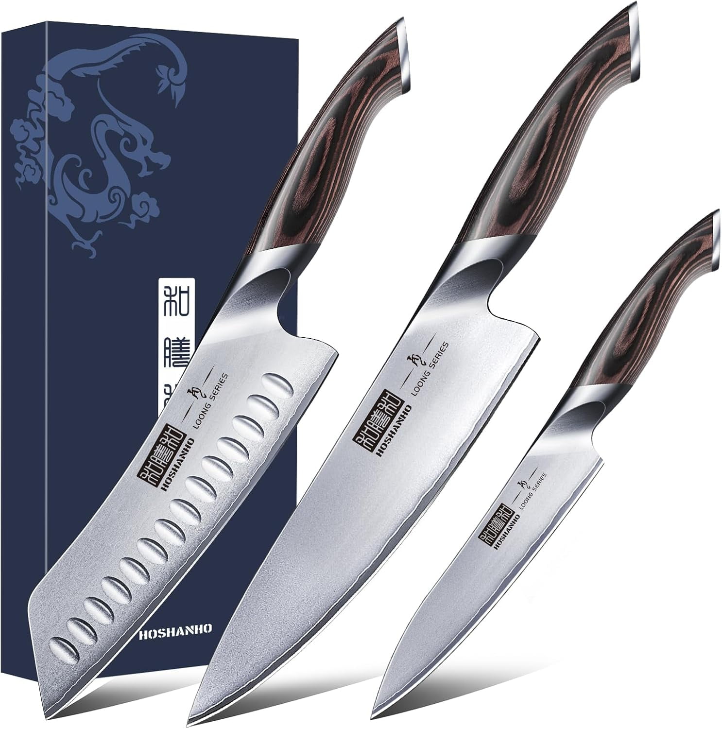 3 Pieces Knife Set, Professional Japanese High Carbon Stainless Steel ...