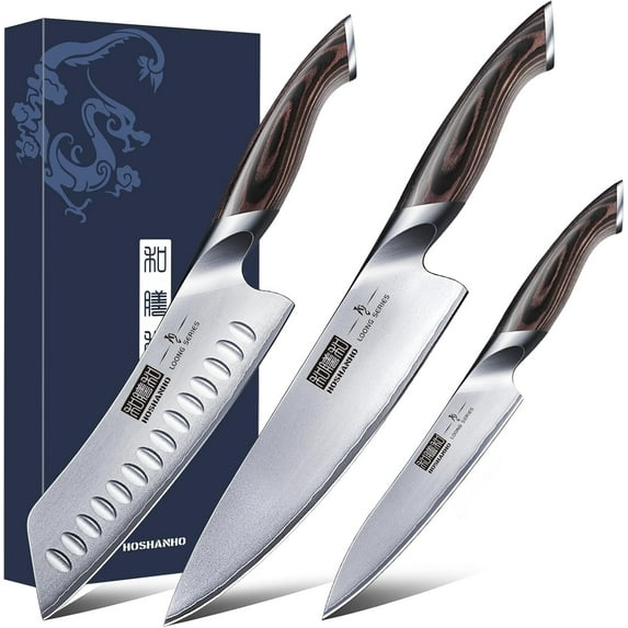 3 Pieces Knife Set, Professional Japanese High Carbon Stainless Steel ...