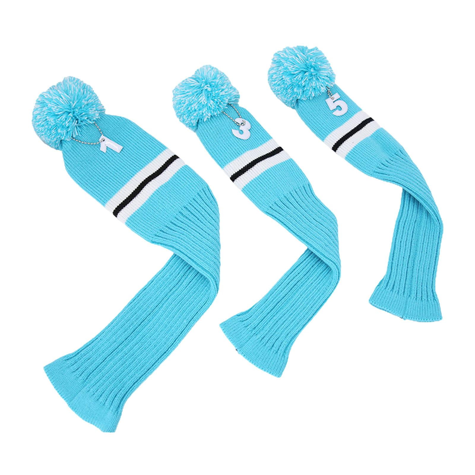 3 Pieces Knitted Golf Headcover Driver Cover Slip Golf Club Covers Wood ...