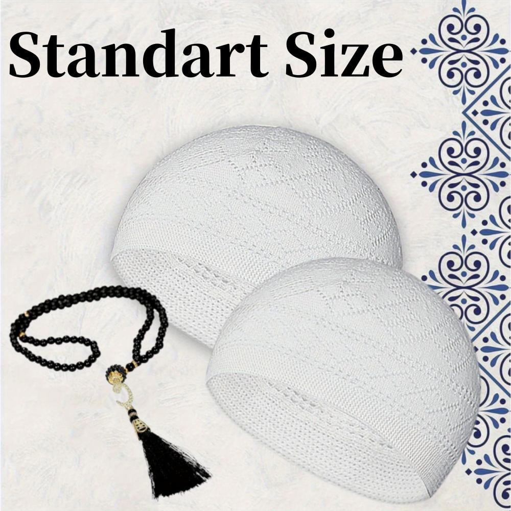 3 Pieces Kufi Hats for Men Muslim and Muslim Prayer Beads Set Include 2 ...