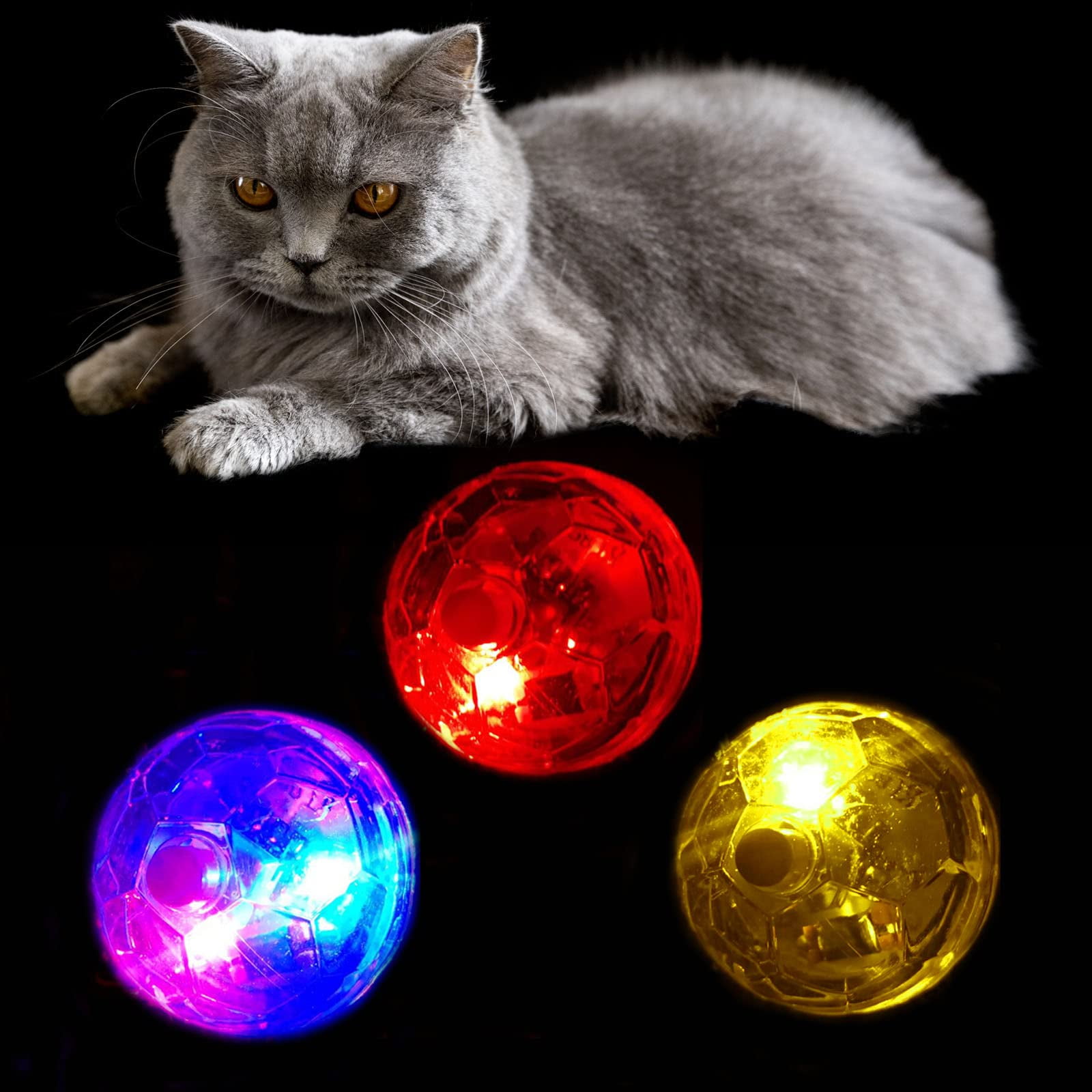 3 Pieces LED Motion Activated Ghost Hunting Cat Ball Light Up ...