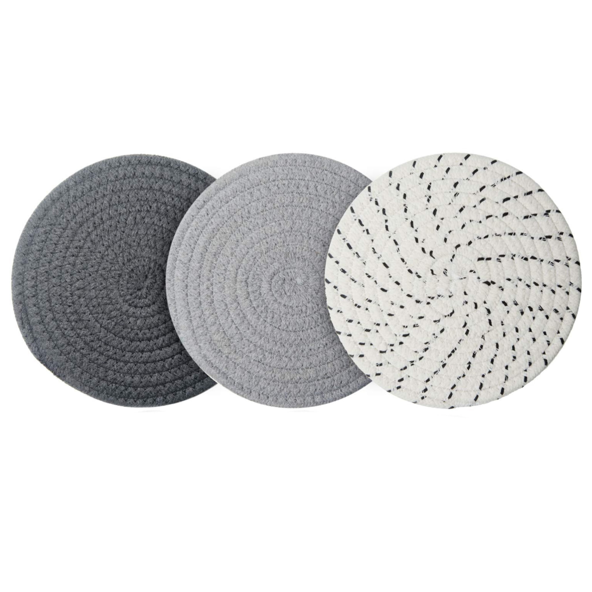 3 Pieces Large Woven Trivet Coaster, Cotton Thread Weave Cup Coaster ...