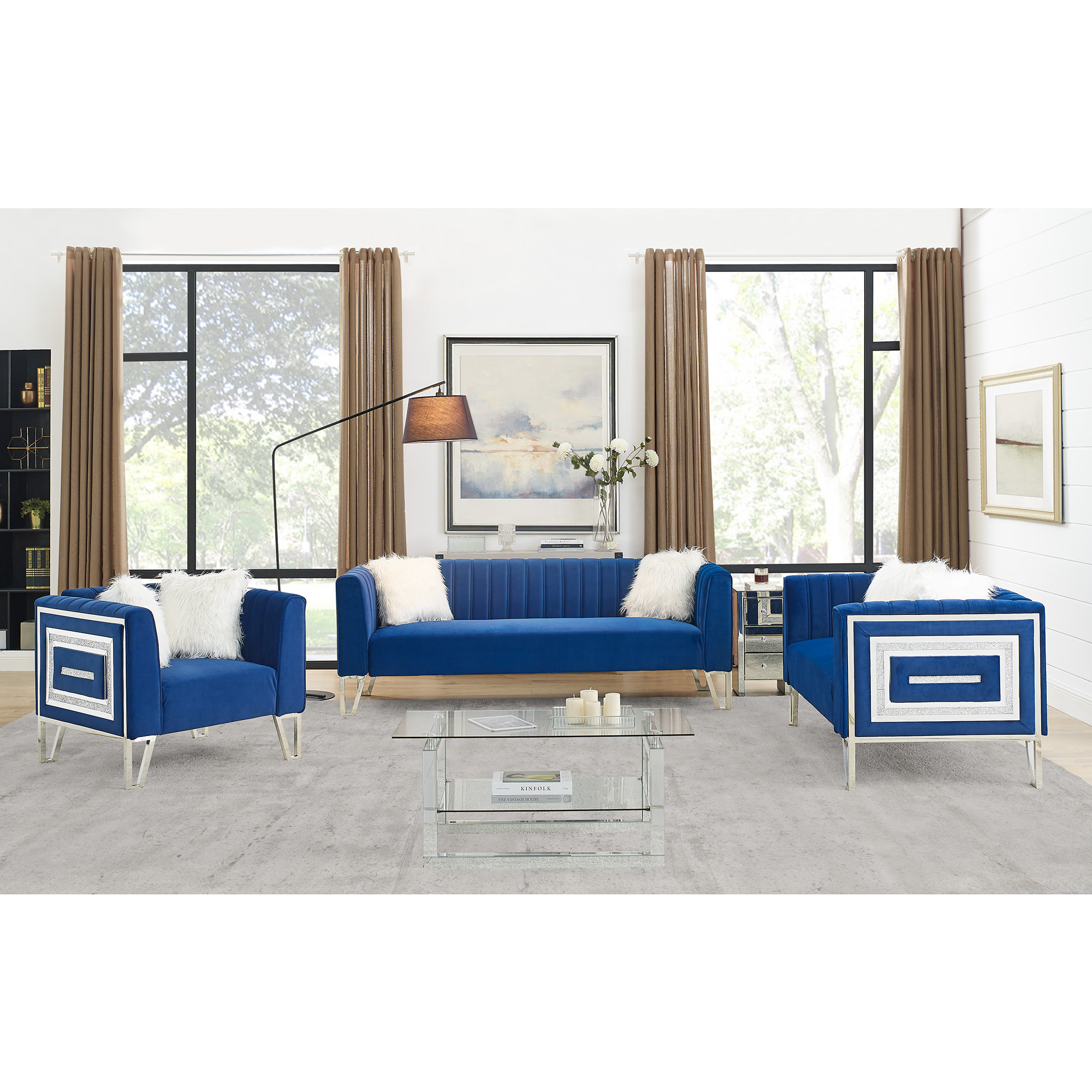 3 Pieces Living Room Sofa Set,3-Seater Sofa,Loveseat and Armchair ...