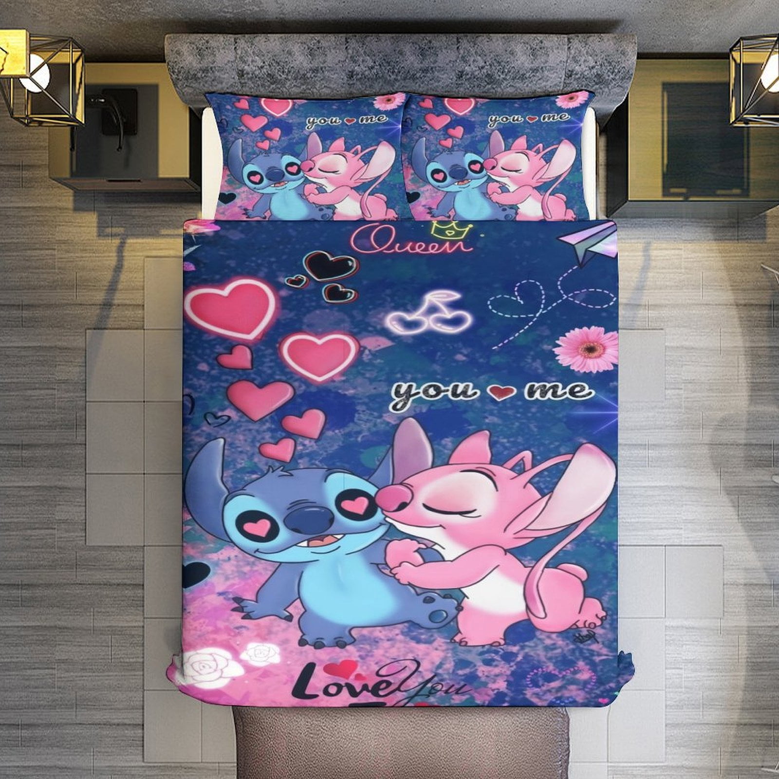 3 Pieces Love Stitch And Angel Bedding Comforter Set Full with 2 ...