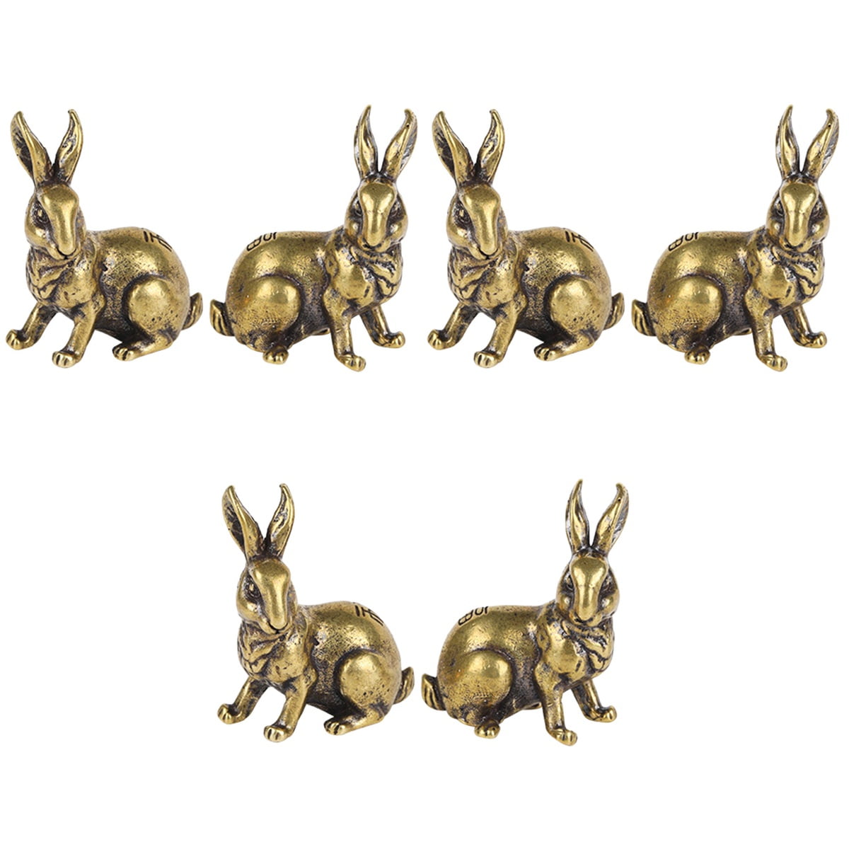 3 Pieces Lovely Rabbit Decor Office Figurines Feng Shui Golden ...