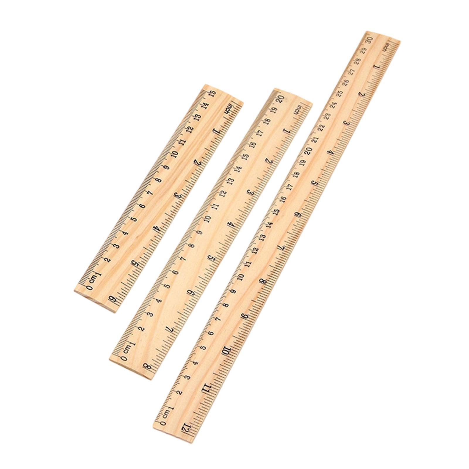 3 Pieces Measuring Rulers Drafting Tools Wood Marked Dual Units for ...